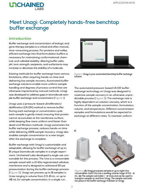 Meet Unagi: Completely hands-free benchtop buffer exchange - unchainedlabs